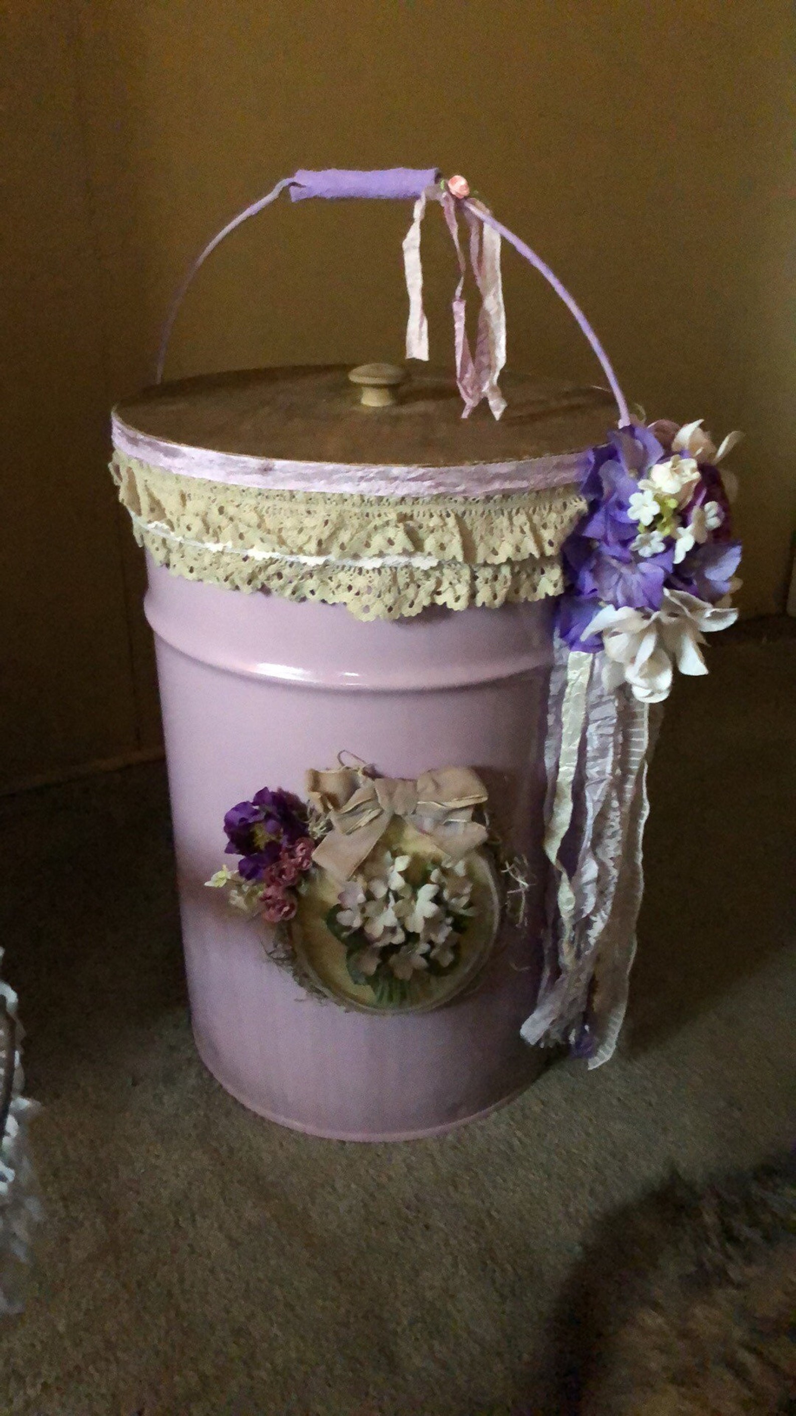 Romantic Re purposed Vintage Tall Pail Shabby chic Pail | Etsy