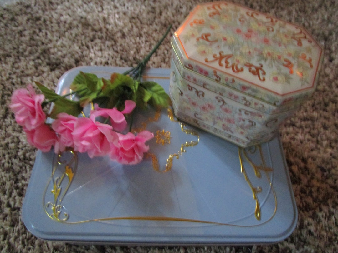 Lovely Vintage Tin Storage Boxes, Eclectic Storage, Shabby Chic Storage ...