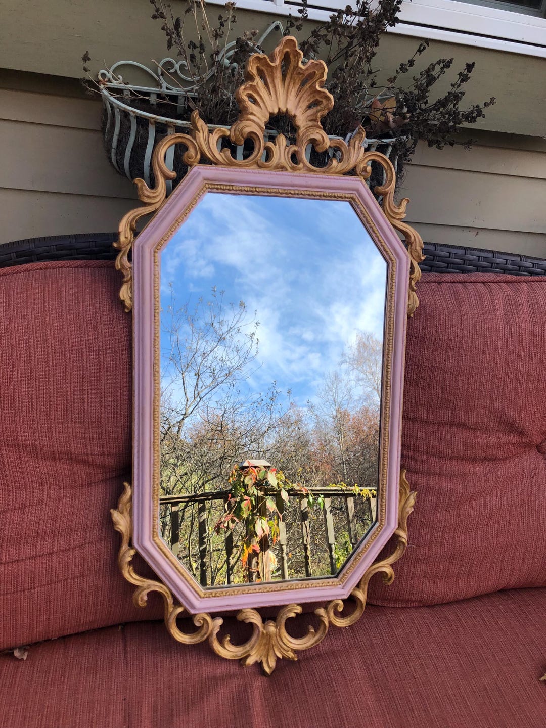 Pink and Gold Vintage Mirror - Etsy