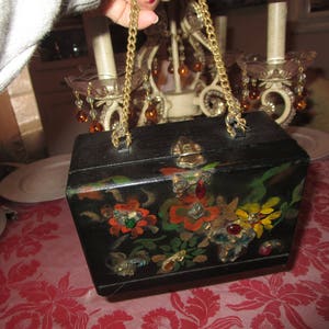 Vintage Wooden Hand Painted Pocketbook, Jeweled Pocketbook, Mirrored ...