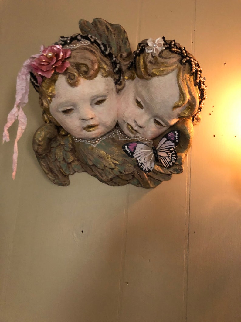 Large Vintage Cherub Duo Wall Decor One of a Kind Cherub Wall | Etsy