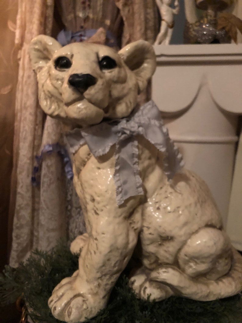 Vintage Chalkware White Tiger Cub Statue: Collectible Cream Decor - Etsy