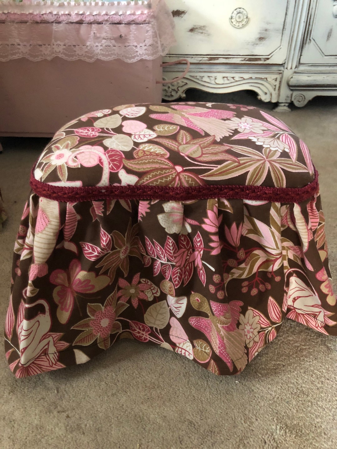 Retro Folding Stool, Small Stool, Punk Retro Fabric Stool, Wood Oval ...