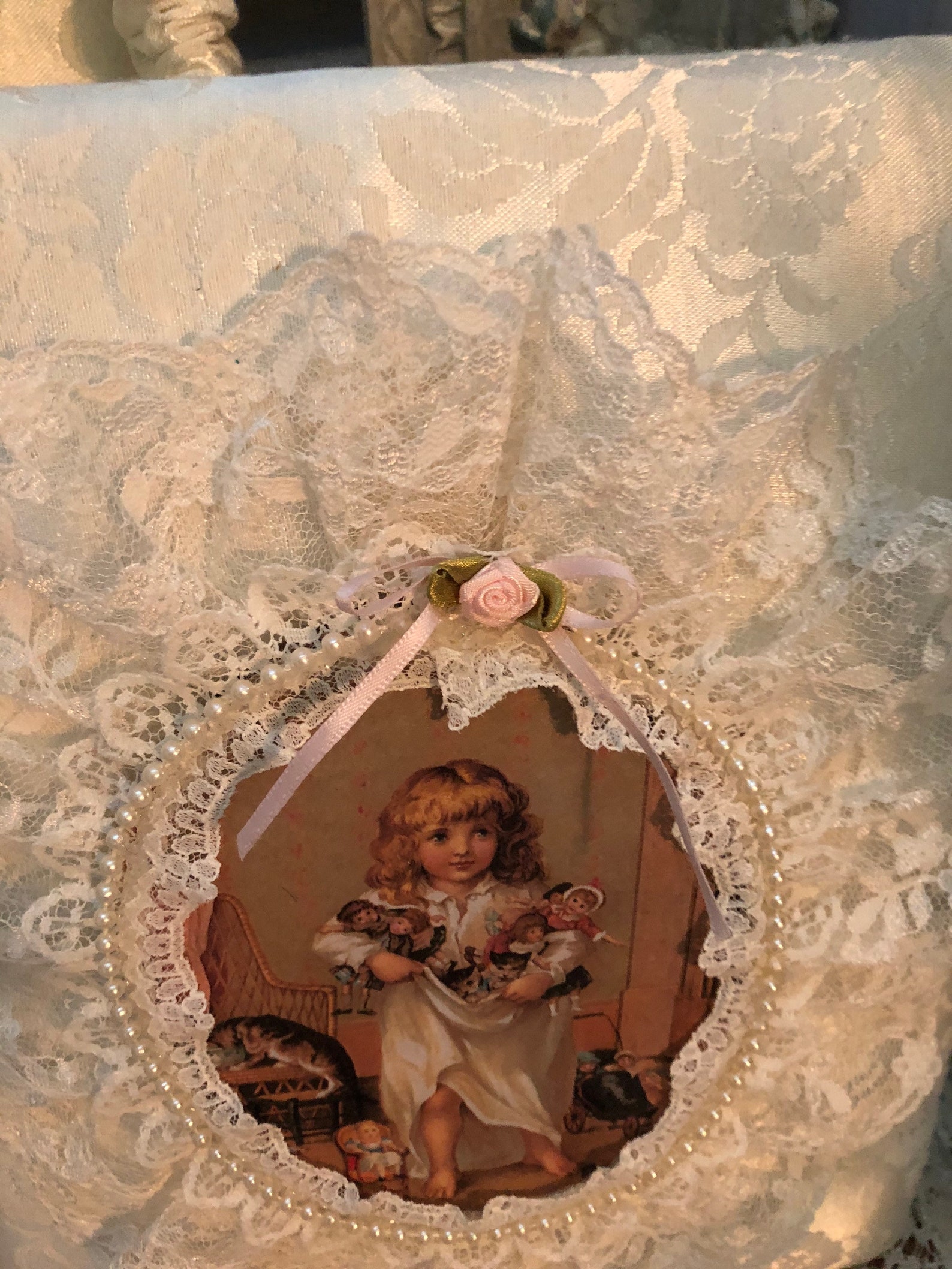 Box, Handmade Lace Storage Box, Vintage Victorian Picture & Pearls - Etsy