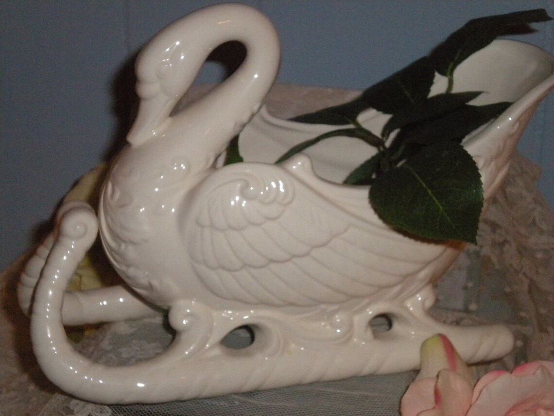 Lovely Vintage Swan Sleigh Planter Eclectic Decor Baby's - Etsy