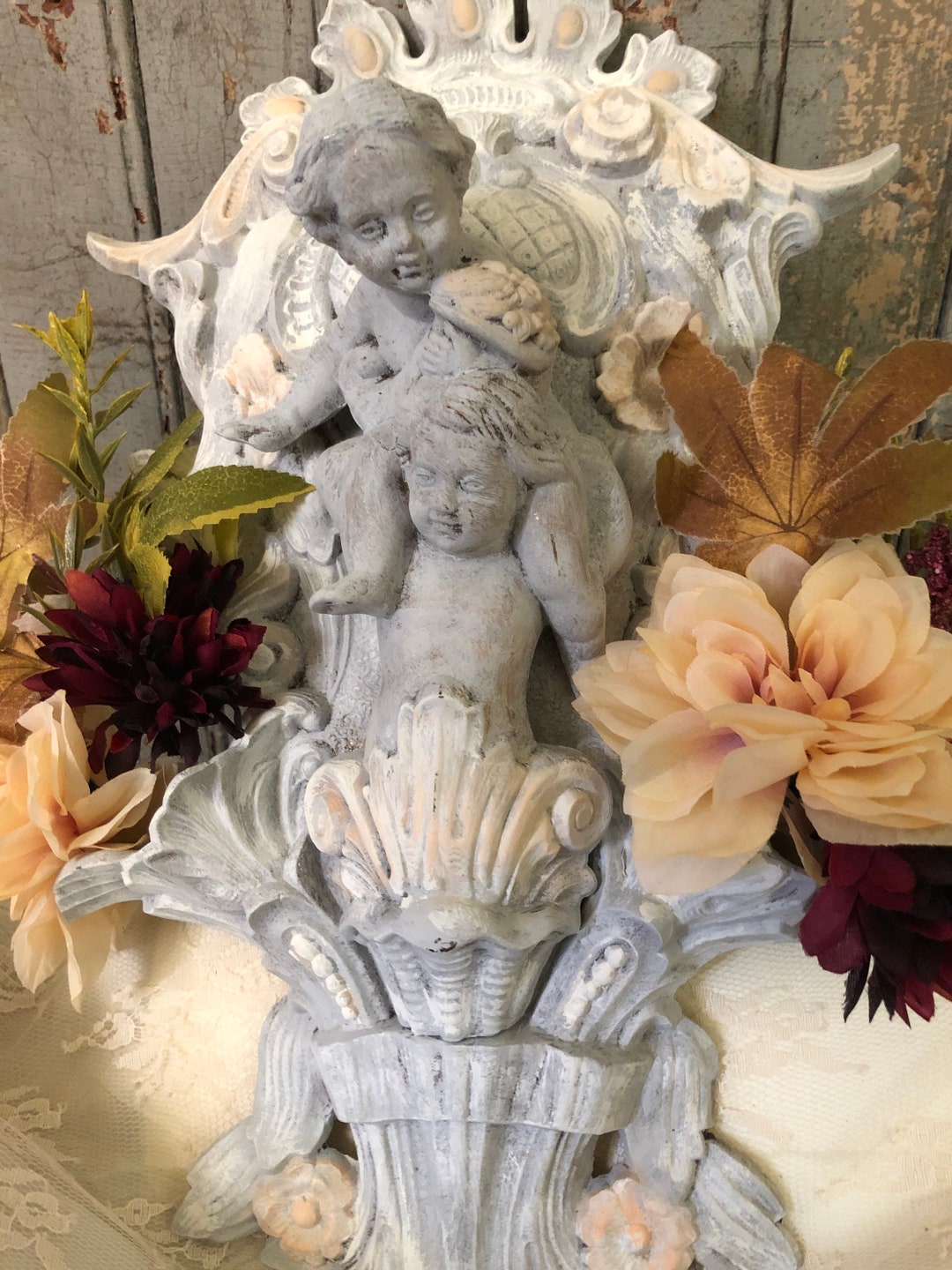 Cherub Wall Decor Repurposed Antique Sconce Heavy Metal - Etsy