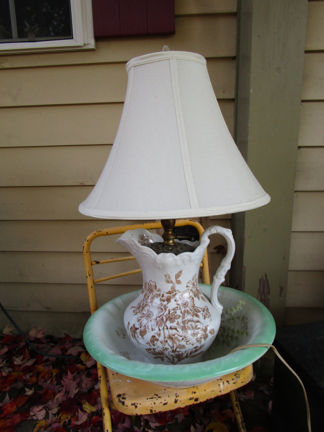 Sale....awesome Vintage OOAK Pitcher and Bowl Lamp, Primitive, Country ...