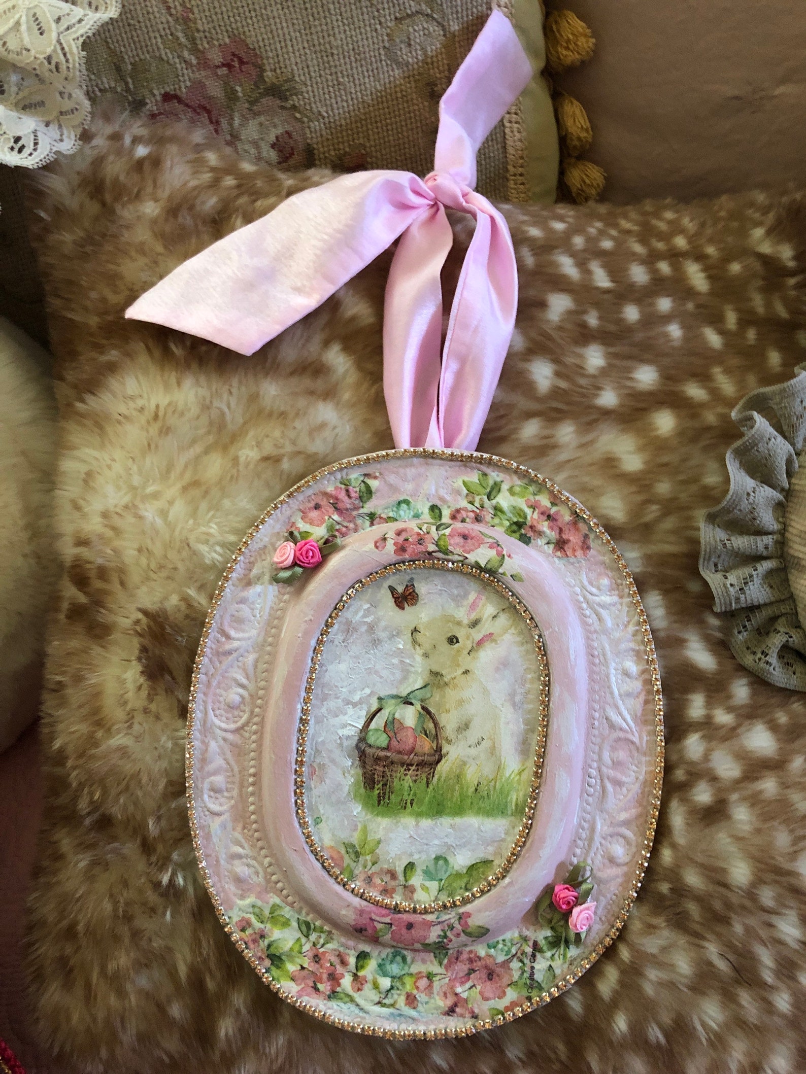 Shabby Chic Easter Decor,rabbit Wall Decor, One of a Kind Easter Decor ...