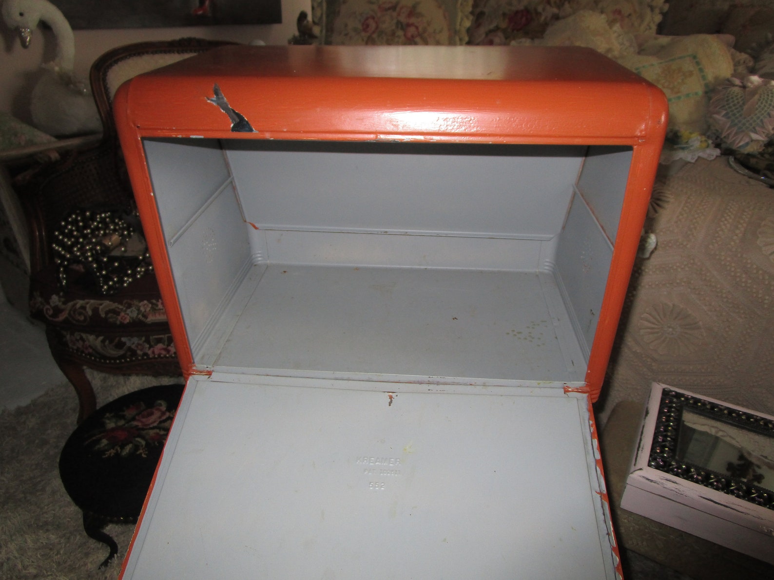 Antique "kreamer" Tin Country Bread Box, Hand Painted - Etsy
