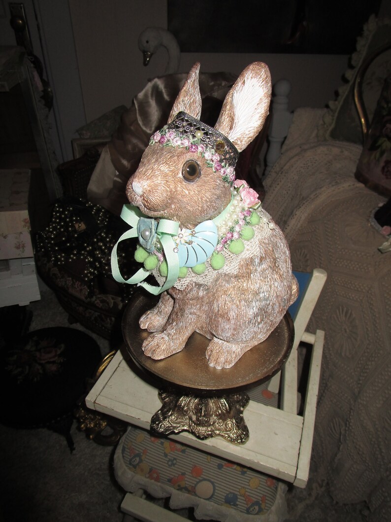 Crowned Shabby Chic Rabbit Eclectic Bunny. OOAK Bunny Easter | Etsy