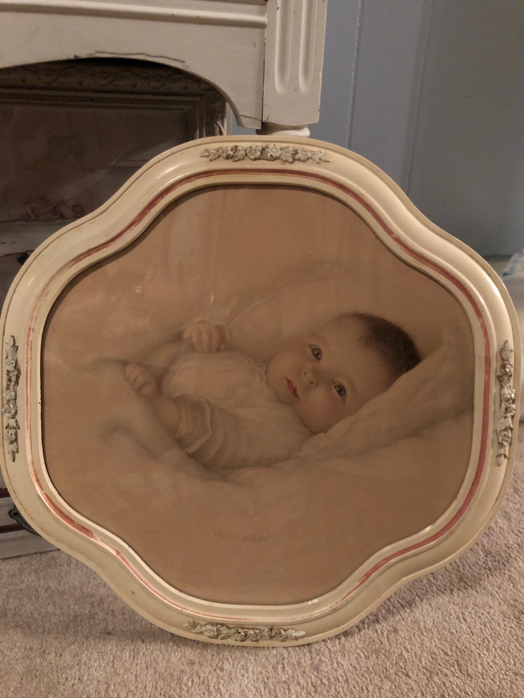 Vintage Framed Baby Print, Ornate Barbola Swag Frame, Heavens Gift - Etsy
