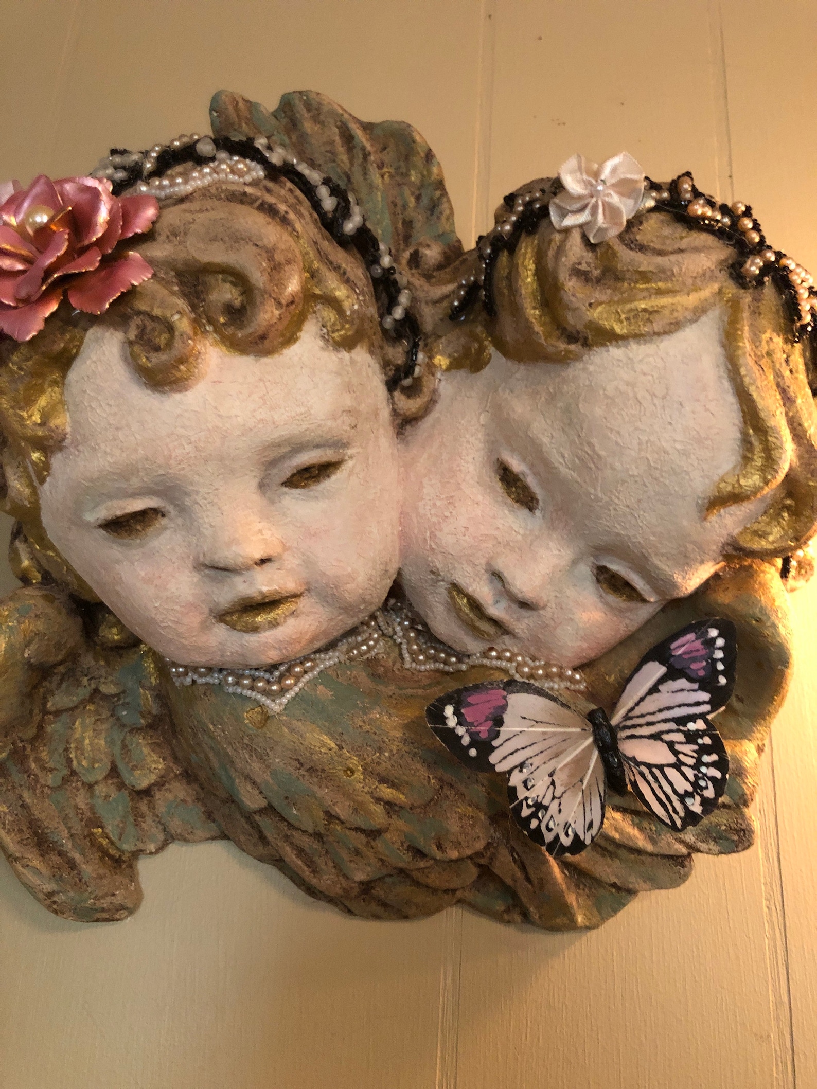 REDUCED Large Vintage Cherub Duo Wall Decor One of a | Etsy