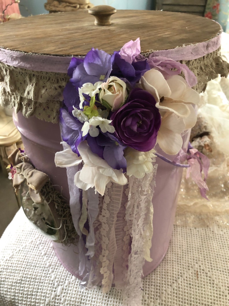 Romantic Re purposed Vintage Tall Pail Shabby chic Pail | Etsy