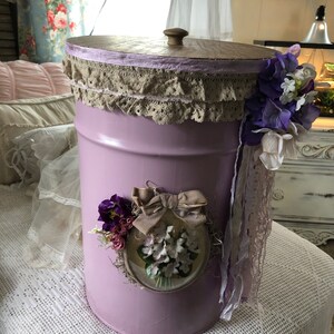 Romantic Re Purposed Vintage Tall Pail, Shabby Chic Pail, Storage Pail ...
