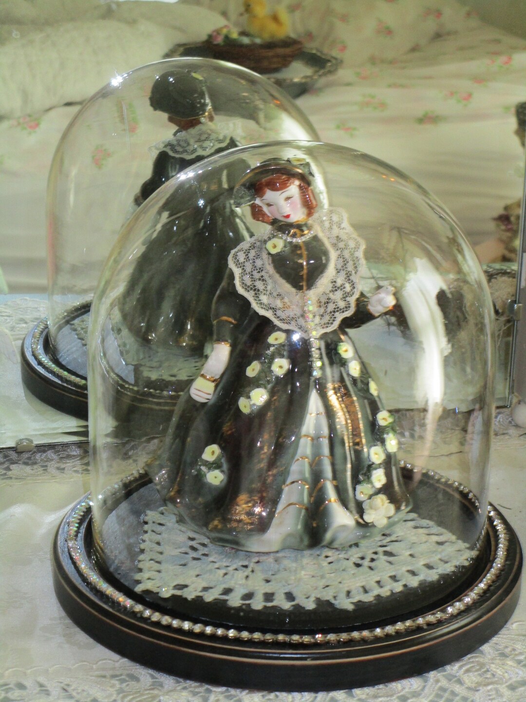 OOAK Re Purposed 1956 Signed Lefton Figurine With Dome, Lefton Woman ...
