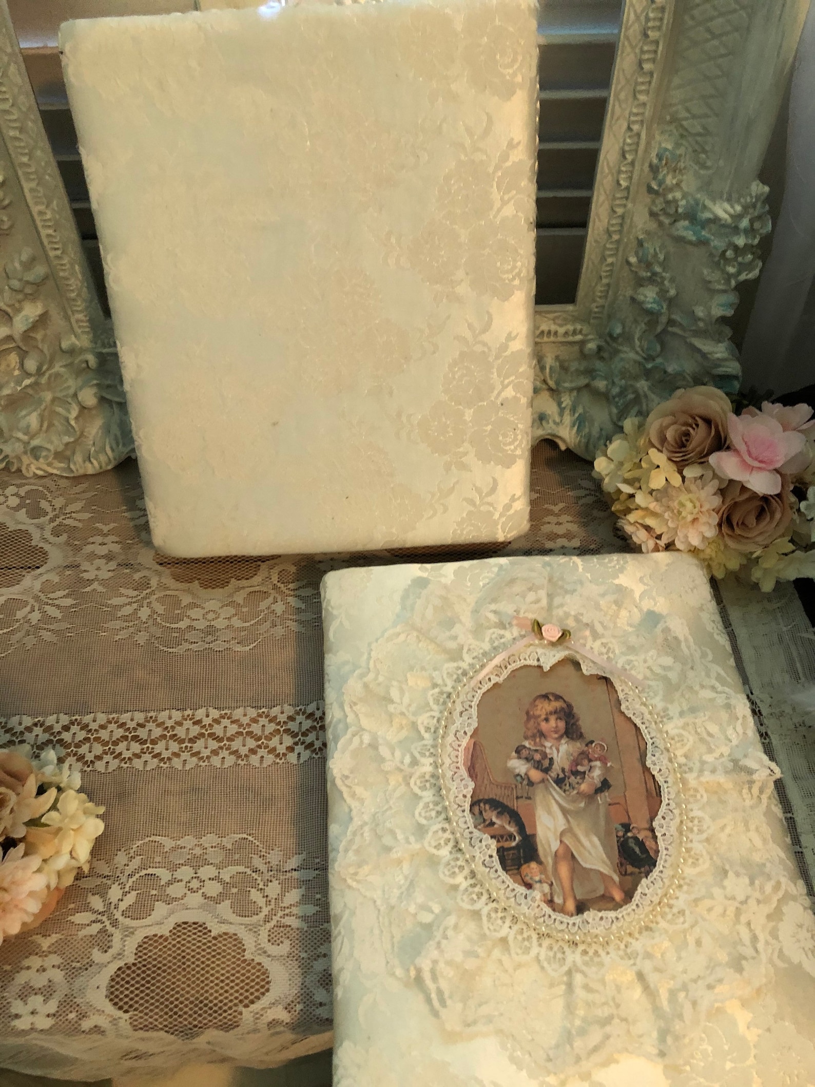 Box, Handmade Lace Storage Box, Vintage Victorian Picture & Pearls - Etsy