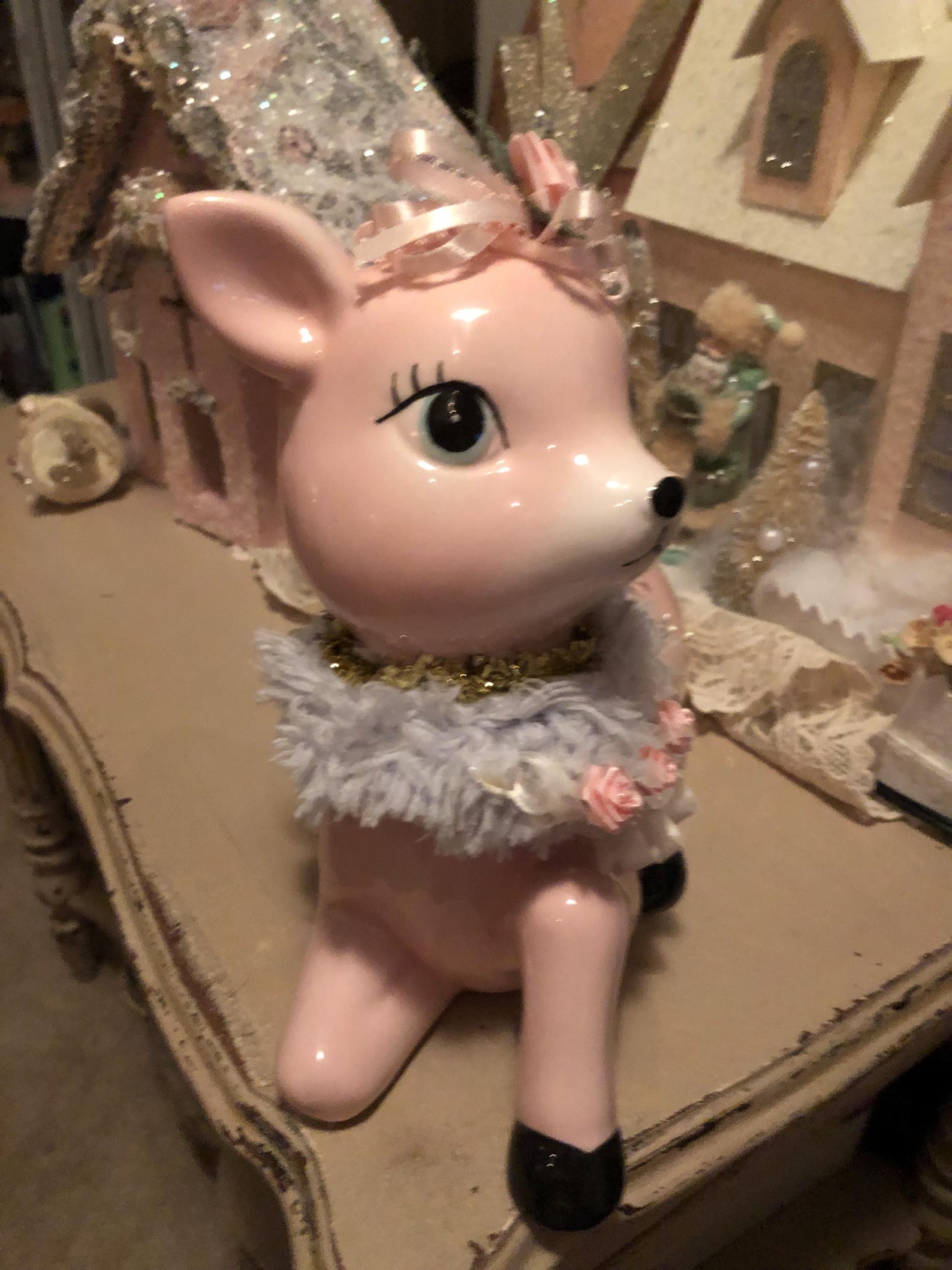 Pink Deer, Laying Deer, Shabby Chic Holiday - Etsy