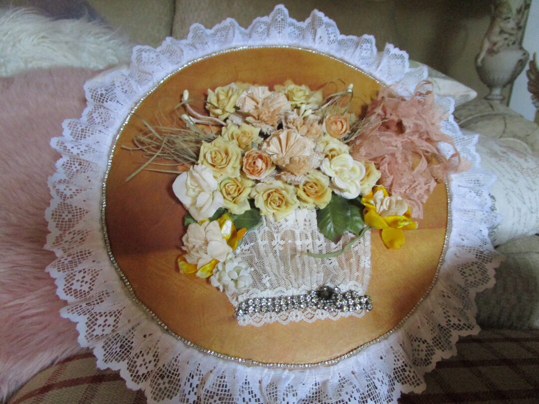REDUCED.. Yellow Rose Hat Box, Raised Flowers. Raised Yellow Roses ...