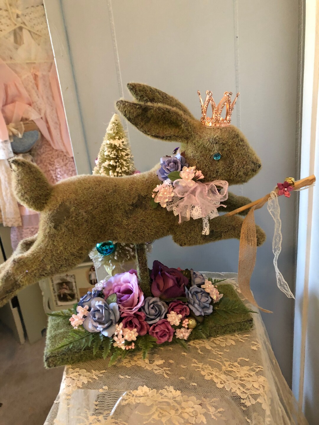 REDUCED.....BUNNY, Re Purposed Vintage Bunny, Collectible One of a Kind ...