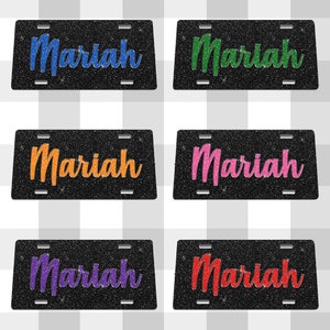 Mariah Style Black Glitter Printed Aluminum License Plate | Custom ...