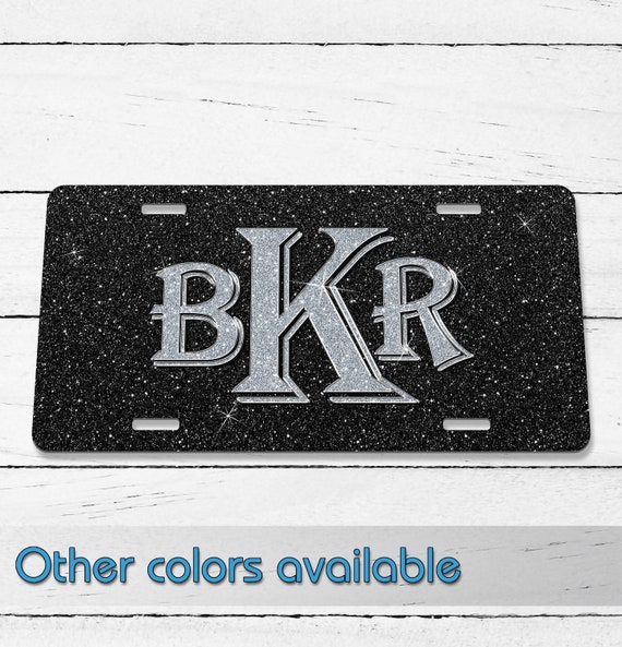 Monogram Bevel Glitter Style Custom Printed Aluminum License - Etsy
