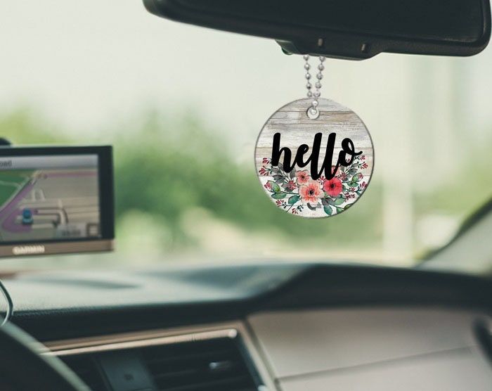 Hello Double Sided Rear View Mirror Charm | Car Mirror Charm Hangers ...