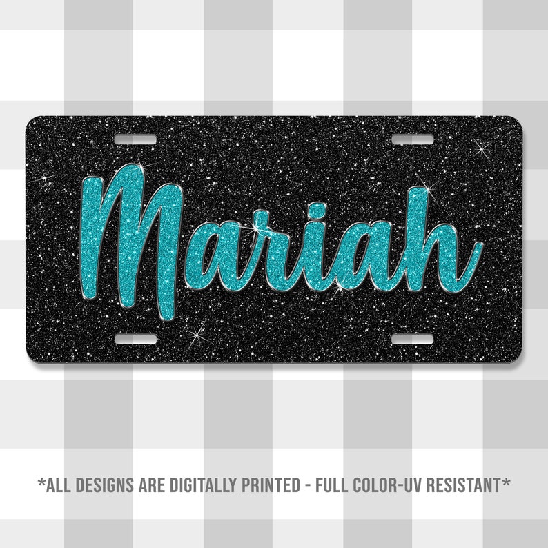 Mariah Style Black Glitter Printed Aluminum License Plate | Custom ...