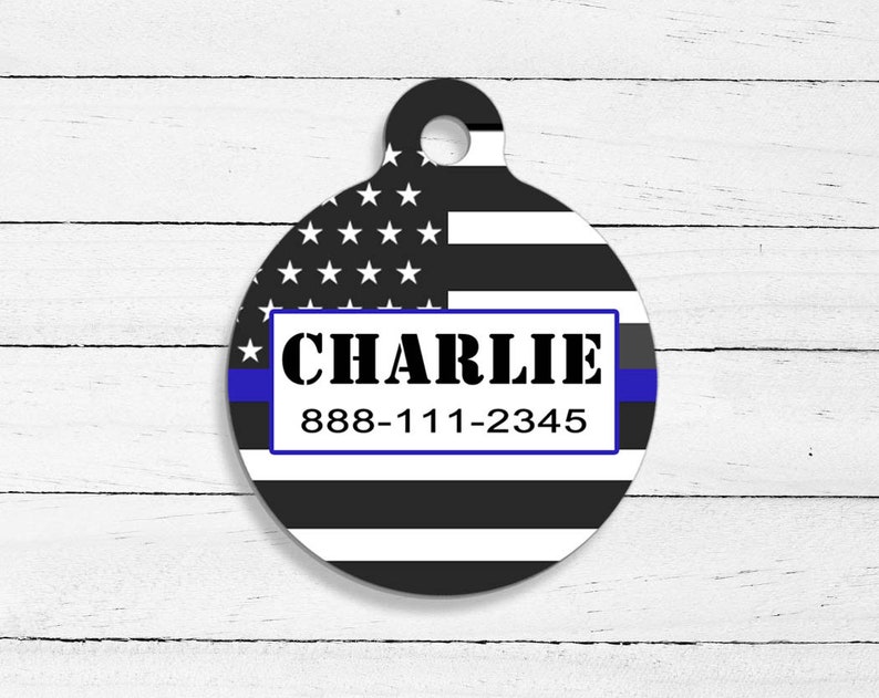 Charlie Style Thin Blue Line Printed Petid Tag Dog Tag Cat | Etsy