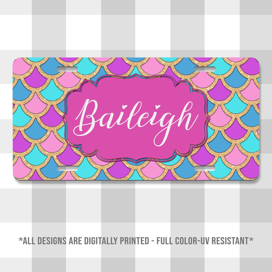 Baileigh Style Mermaid Glitter Scales Name Printed Aluminum License ...