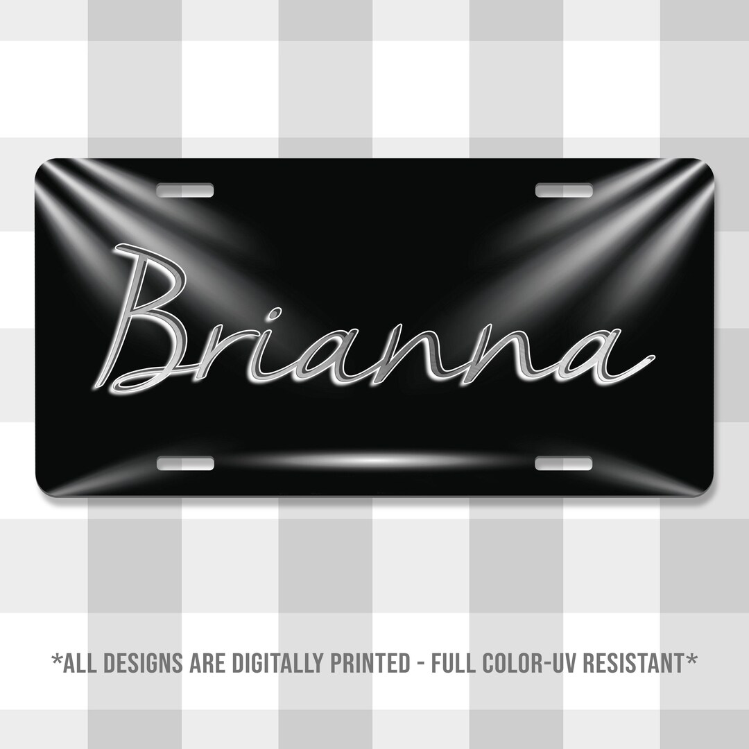 Brianna Style Black Spotlight Name Printed Aluminum License Plate ...