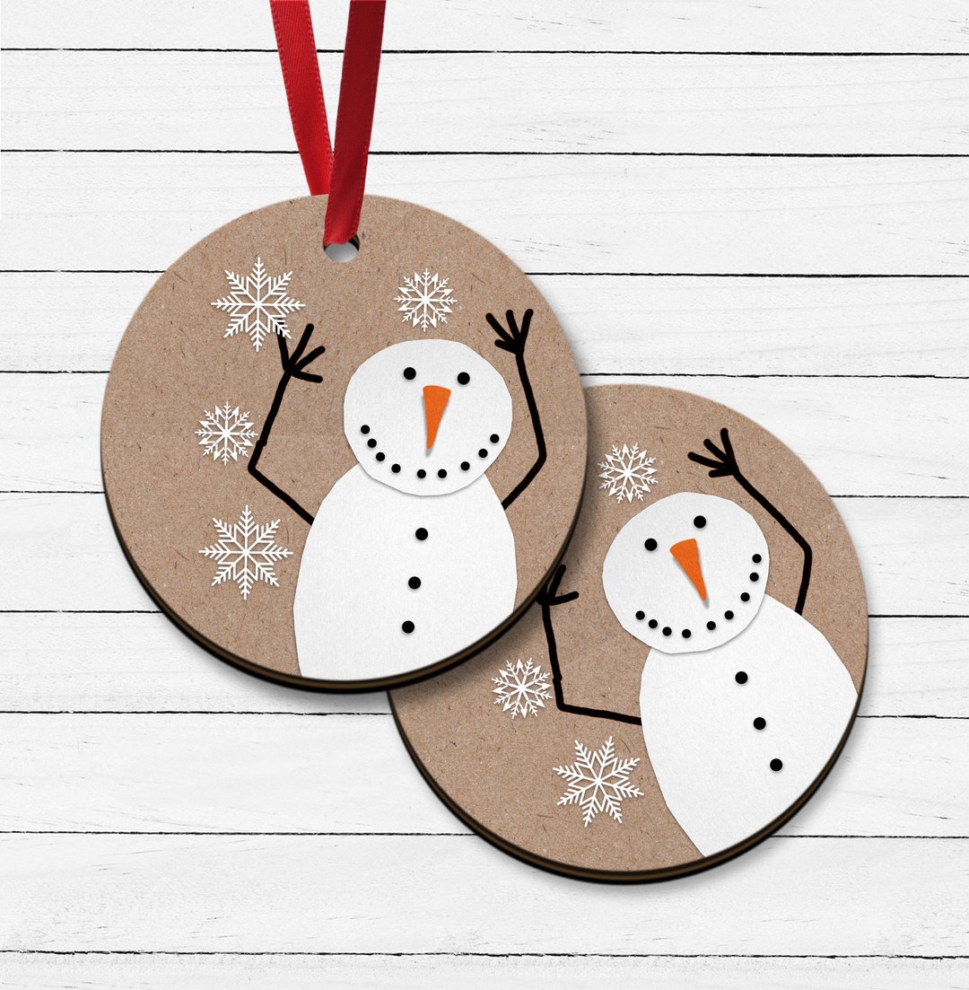Paper Snowman Printed MDF Christmas Ornaments | Wine | Personalized ...