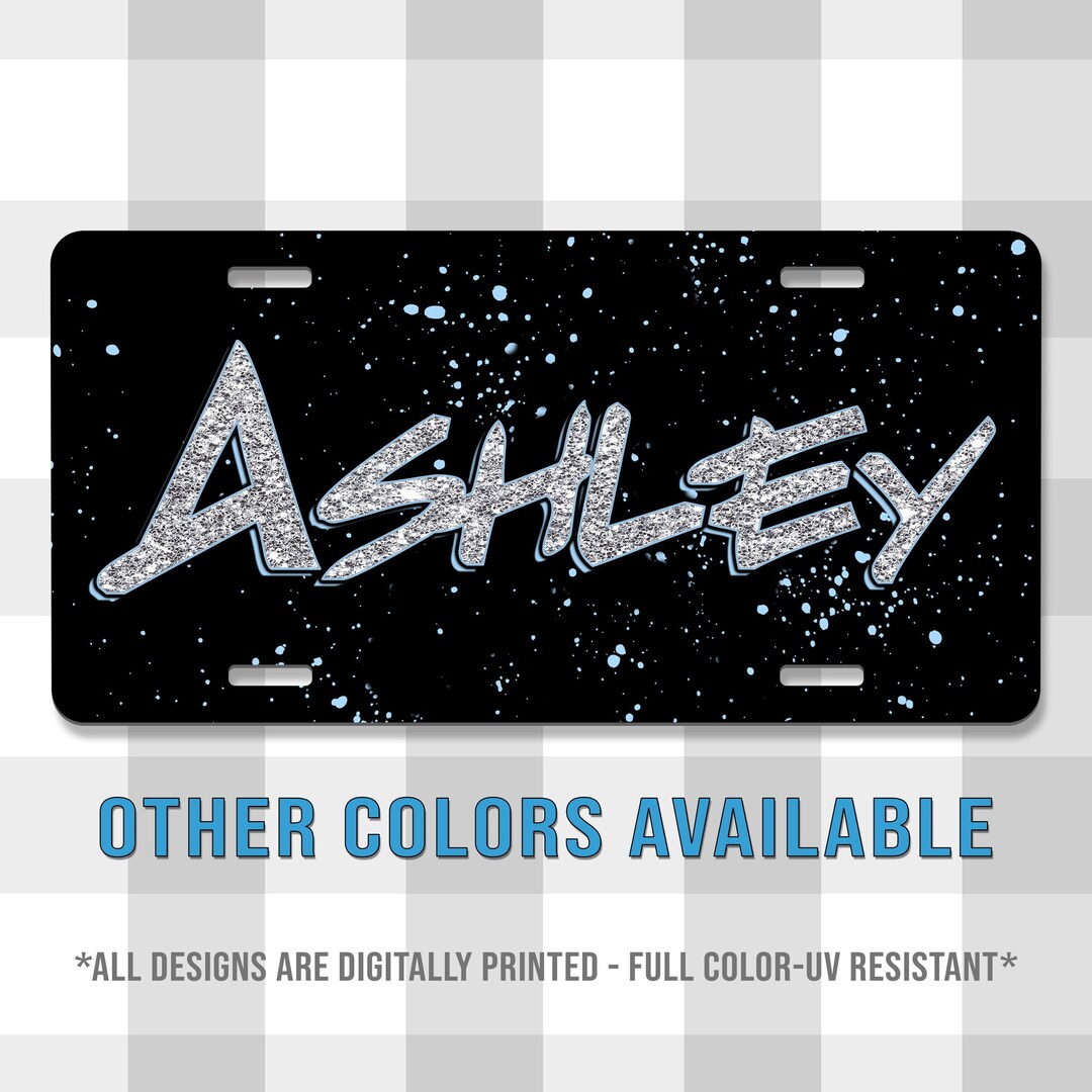 Ashley Style Color Overspray Name Printed Aluminum License Plates ...