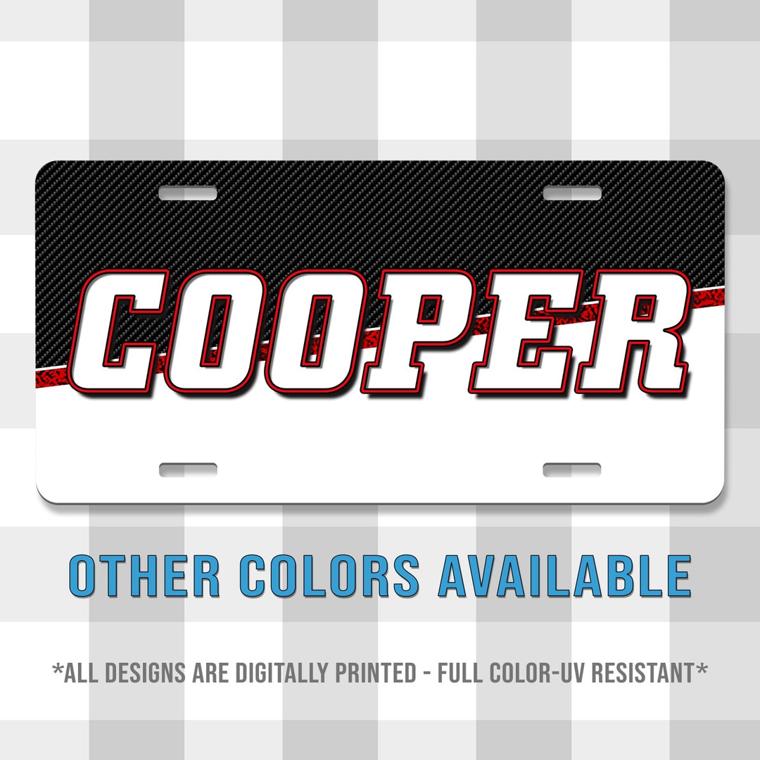 Cooper Style Carbon Custom Printed Aluminum License Plate | Custom ...