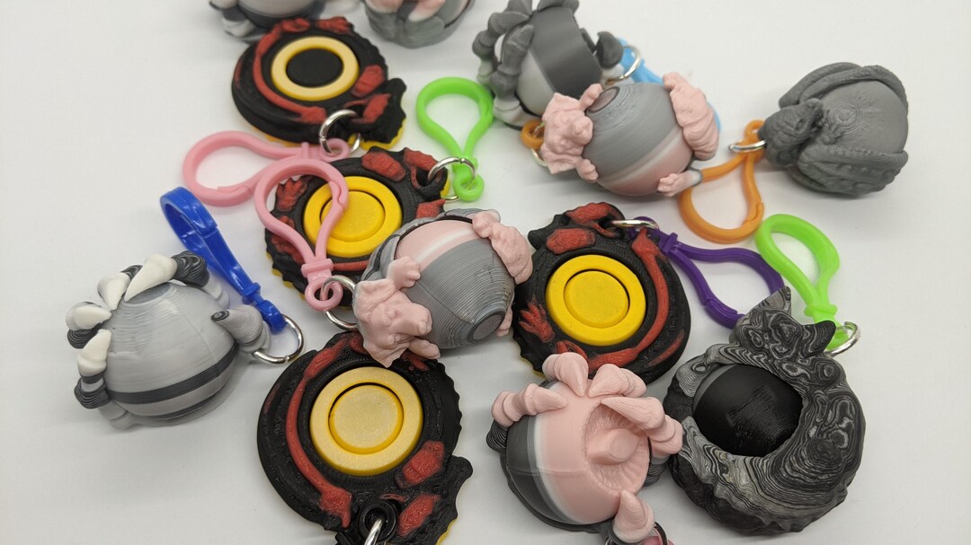 Random 3d Printed Fidget Keychain - Etsy