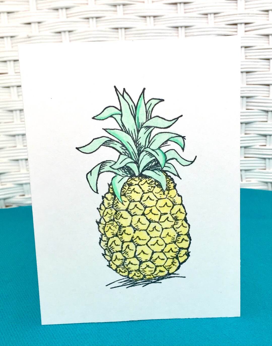 Set of 5 Hand Stamped Pineapple Note Cards - Etsy