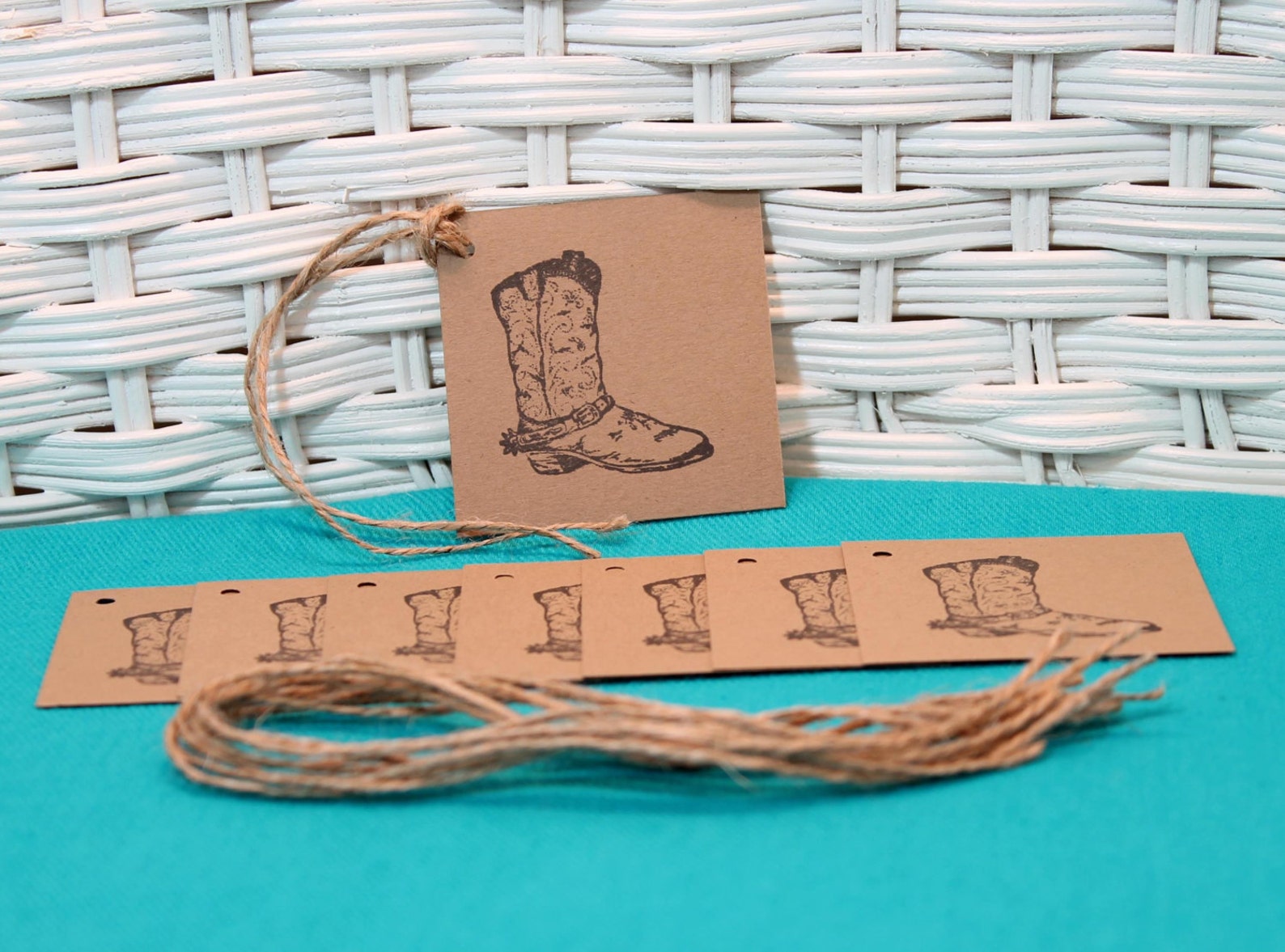 Hand Stamped Set of 8 Cowboy Boot Tags - Etsy 日本
