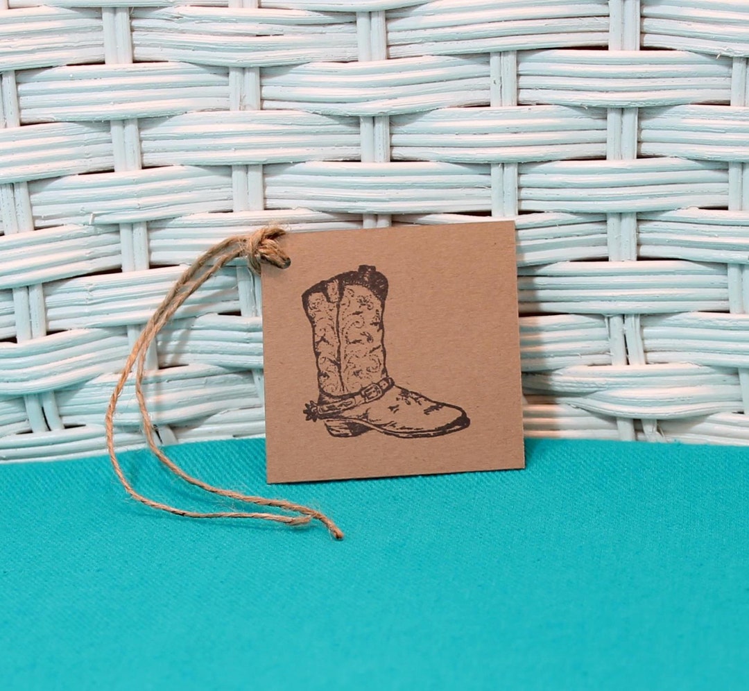 Hand Stamped Set of 8 Cowboy Boot Tags - Etsy