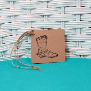 Hand Stamped Set of 8 Cowboy Boot Tags | Etsy