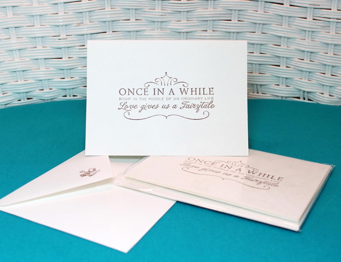 Set of 4 Hand Stamped Fairytale Note Cards - Etsy
