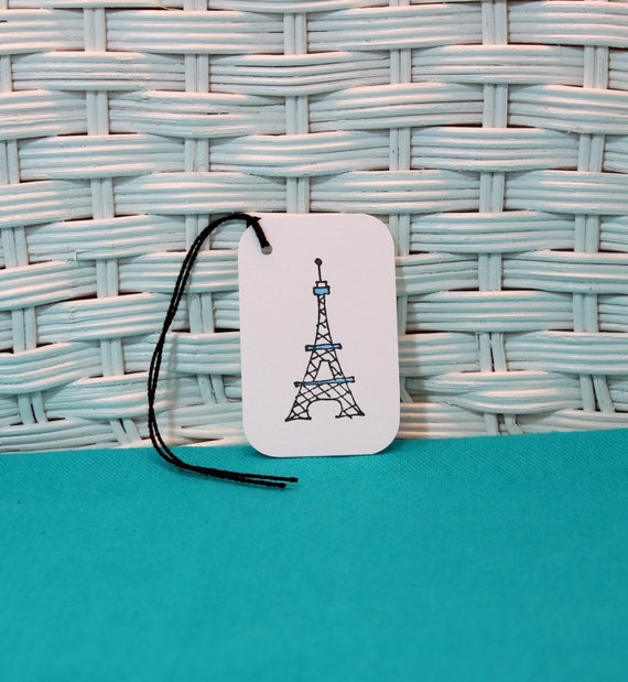 Hand Stamped Set of 8 Paris Eiffel Tower Tags | Etsy