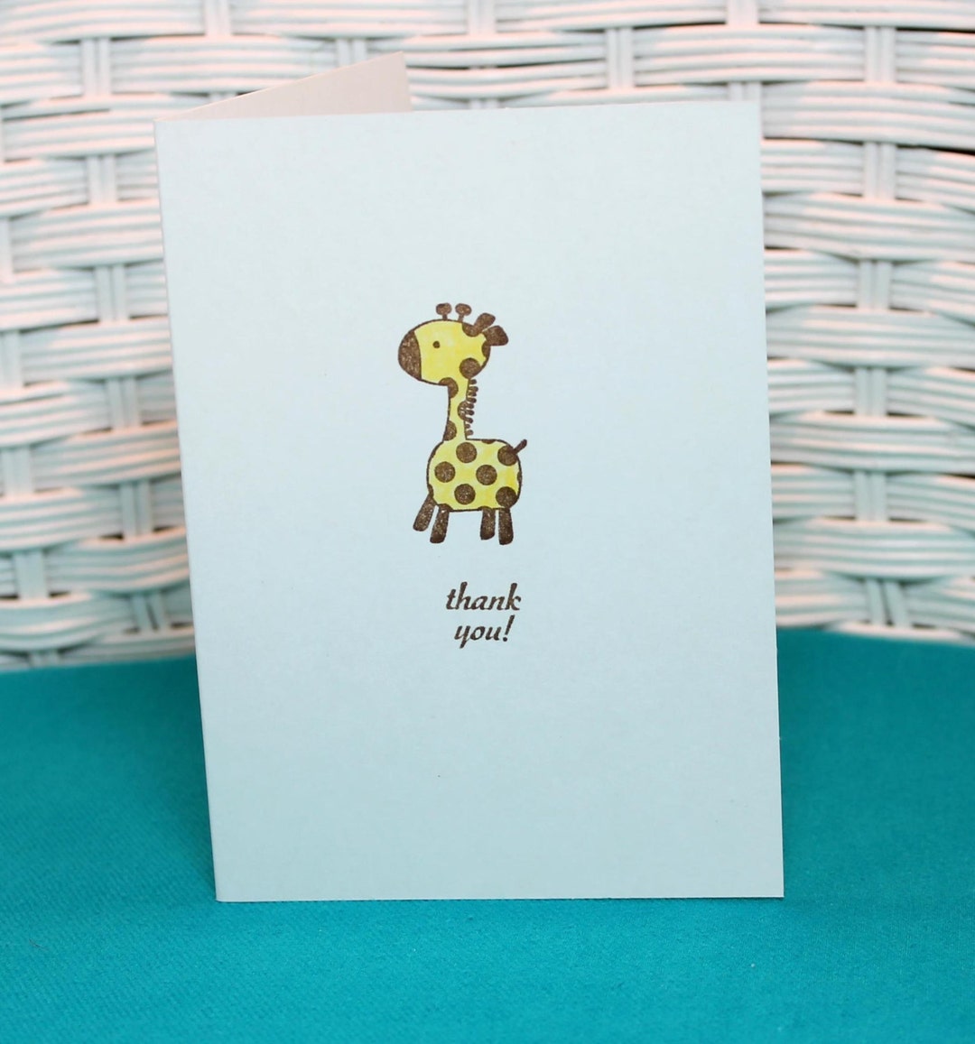 Set of 6 Hand Stamped Giraffe Baby Thank You Note Cards - Etsy