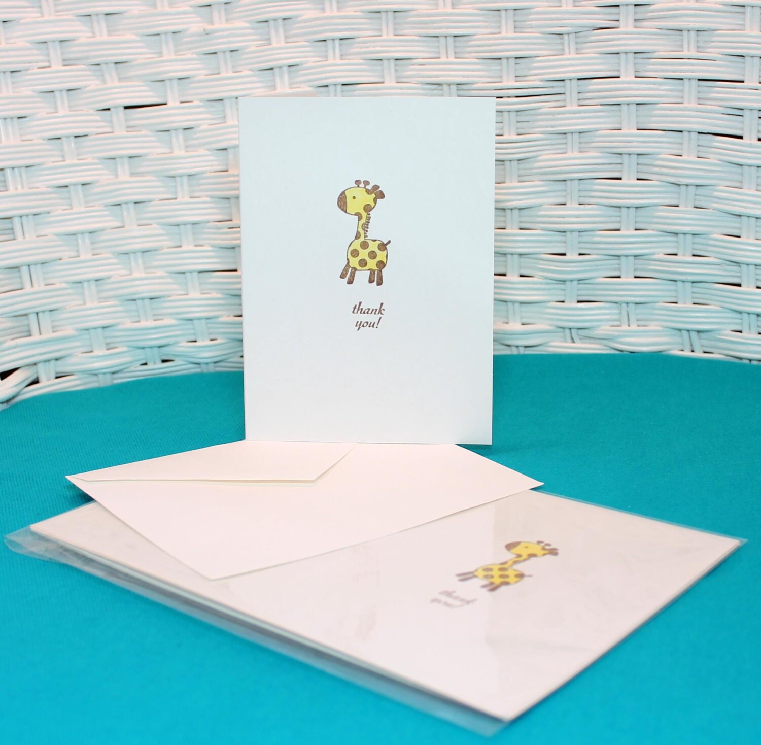 Set of 6 Hand Stamped Giraffe Baby Thank You Note Cards - Etsy