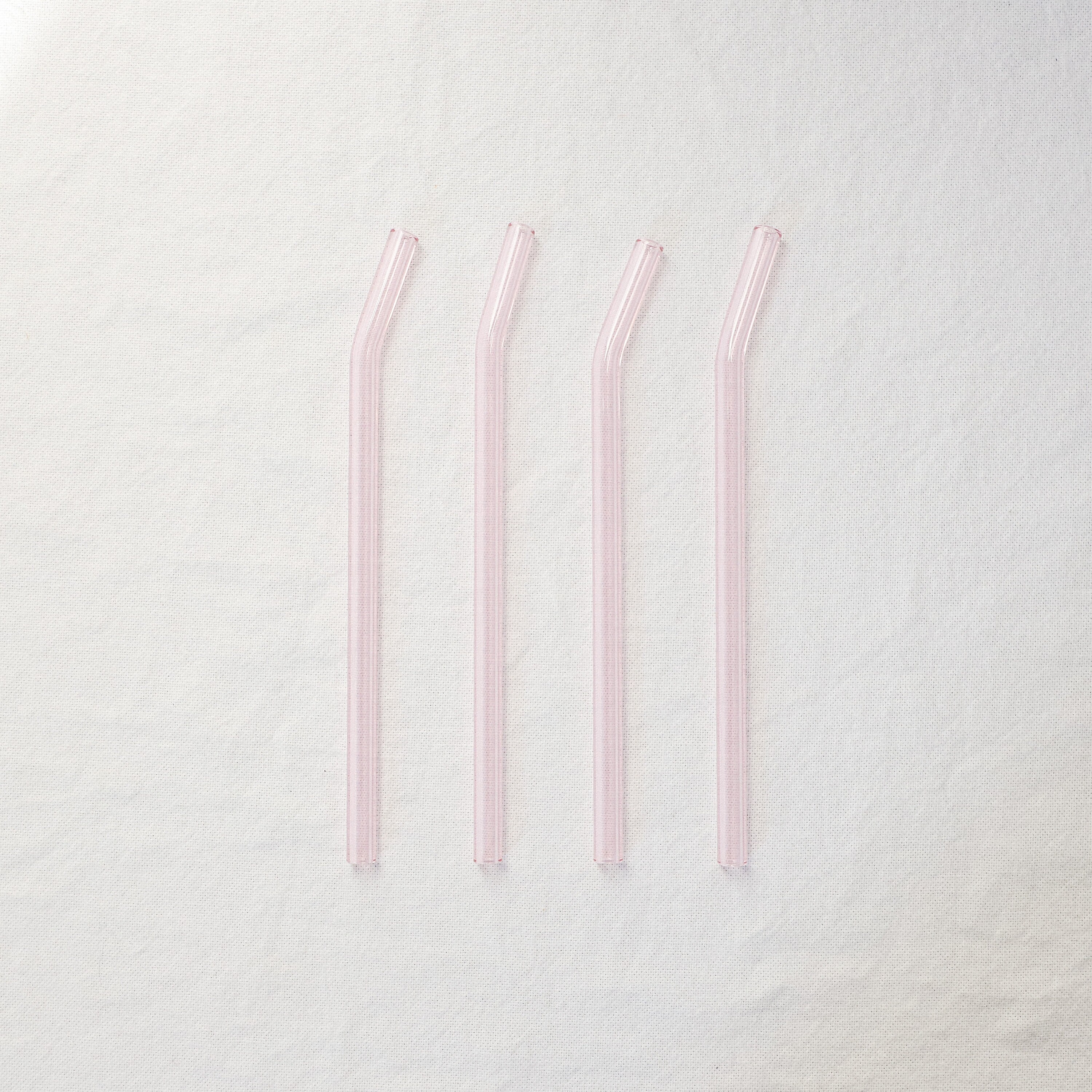 Bent Glass Straws in Sapphire Pink/ Set of Four Reusable Drinking ...