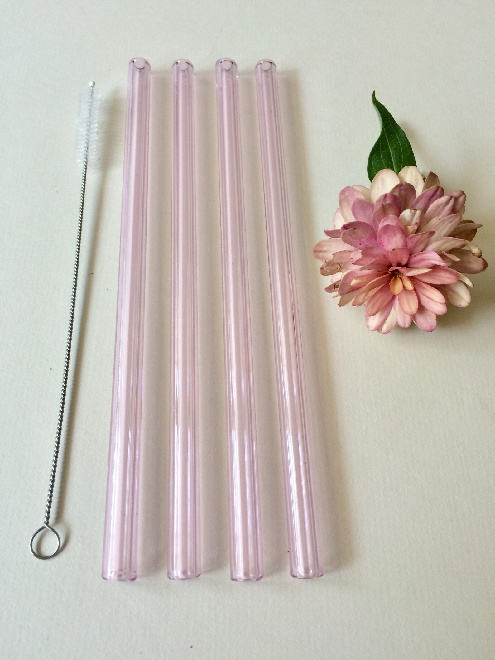 Glass Straws in Sapphire Pink/ Set of Four Reusable Drinking - Etsy