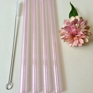 Glass Straws in Sapphire Pink/ Set of Four Reusable Drinking Straws ...