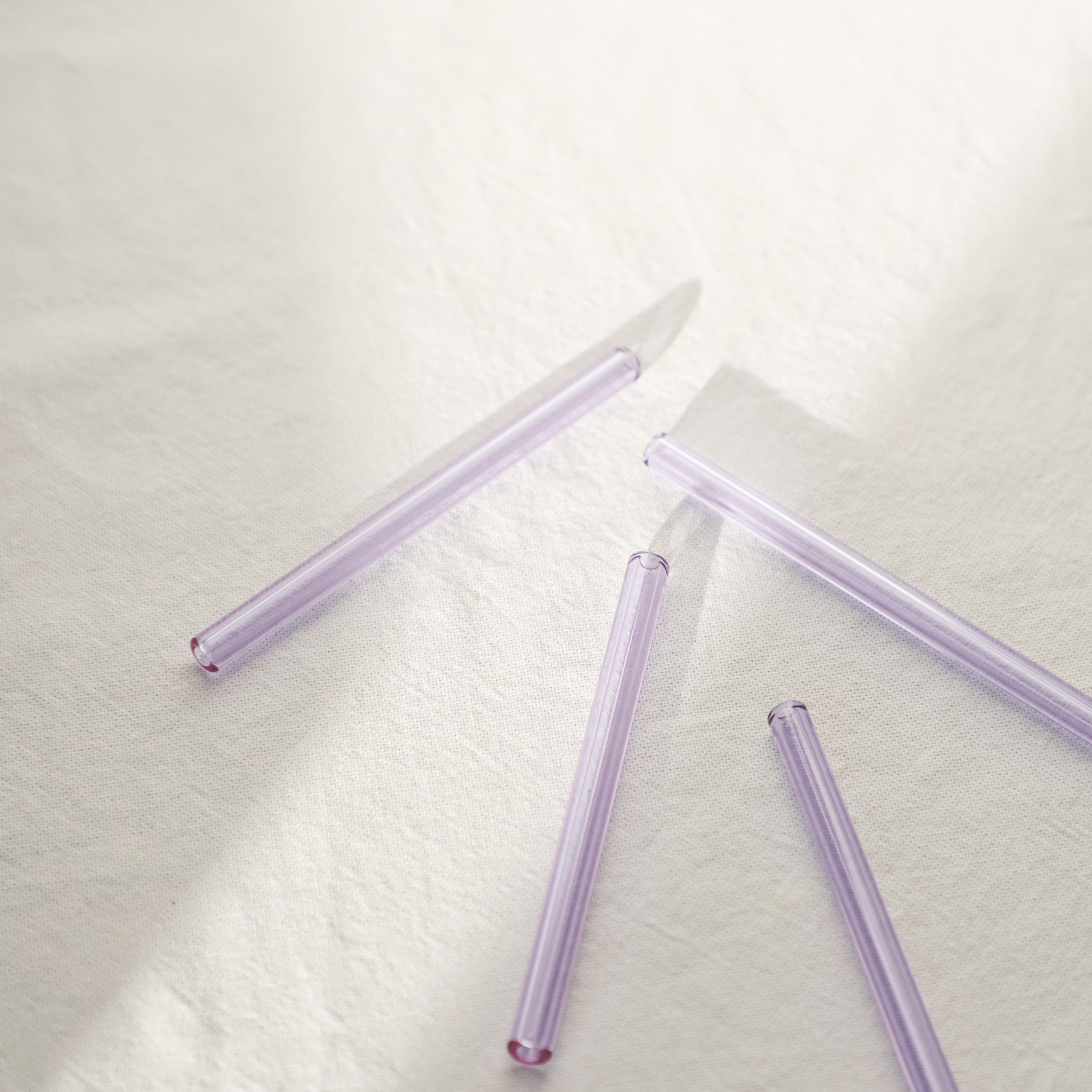 Set of Four Lavender Purple Glass Straws – Reusable, Eco-friendly ...
