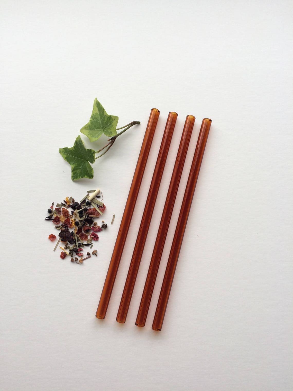 Amber Set Of Four Glass Drinking Straws Reusable Straw Eco Etsy