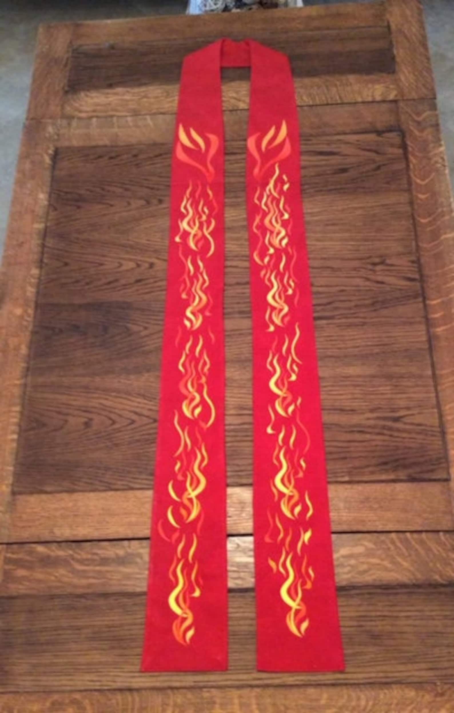 CUSTOM CREATED Clergy Red STOLE for Pentecost... Dramatic - Etsy