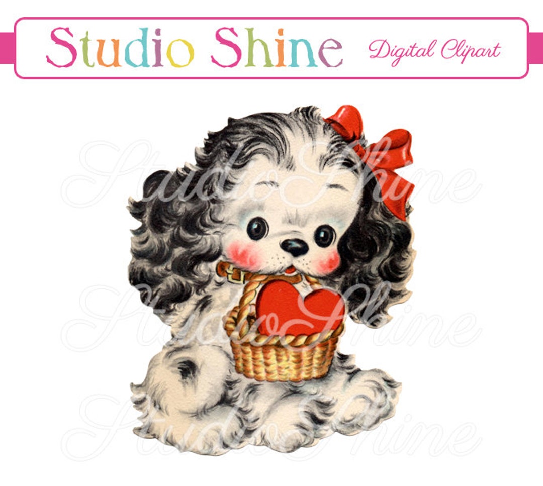 Vintage Digital Clipart - Puppy Dog - Cute Animal Clip Art Instant ...