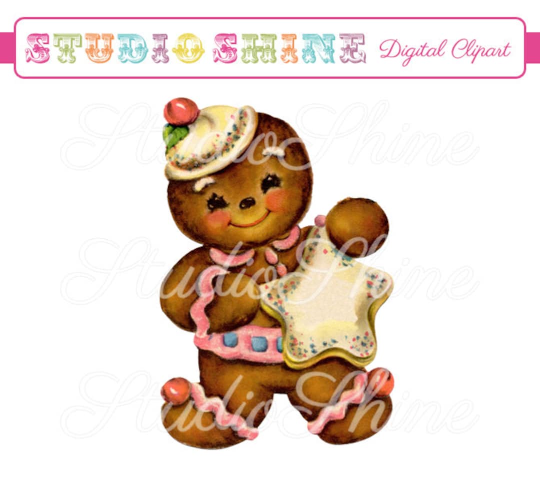 Vintage Digital Clipart - Gingerbread Man - Cute Clip Art Instant ...